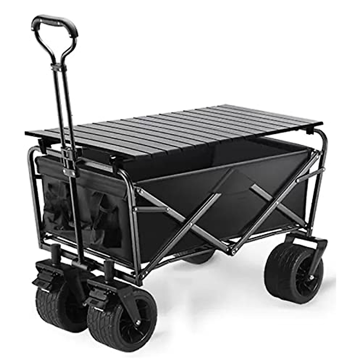 Suuim 160L Beach Wagon Cart with Big Wheels, Collapsible Utility Wagon Heavy Duty Folding,Ideal for Outdoor Sand Camping Garden Pet (Color : B) (A)