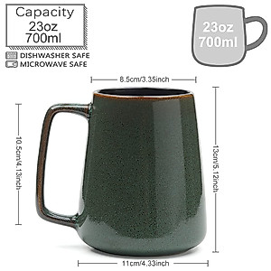 KELINGO Large 24 OZ/700ml Ceramic Coffee Mugs with Golden Handle, Extra Big Jumbo Tea Cup Mug for Office and Home, Gift and Present