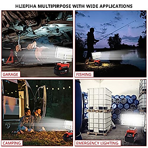 HLiePiHa LED Work Light for Milwaukee, Outdoor LED Light Flashlight, Lighting Spotlight Two USB Ports Suitable for Milwaukee 18V Li-ion Battery 48-11-1811 48-11-1812 48-11-1820 48-11-1828 (Tool Only)