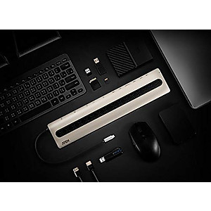 ATEN UH3237 USB-C Docking Station 13-in-1 USB C Dock for 13 Devices USB SD Micro SD with Power Pass-Through 85W PD 3.0 4K at 30Hz one HDMI or Dual Display Output at 60Hz Gold and Black Premium Design