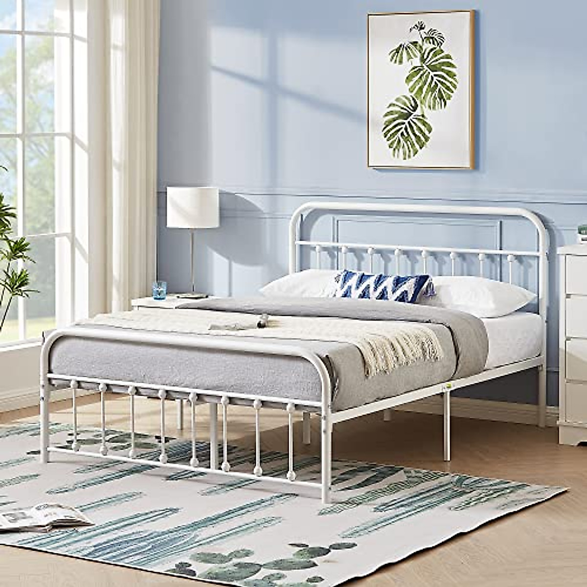 VECELO Metal Platform Bed Frame, Mattress Foundation with Headboard & Footboard,No Box Spring Needed,Full Size