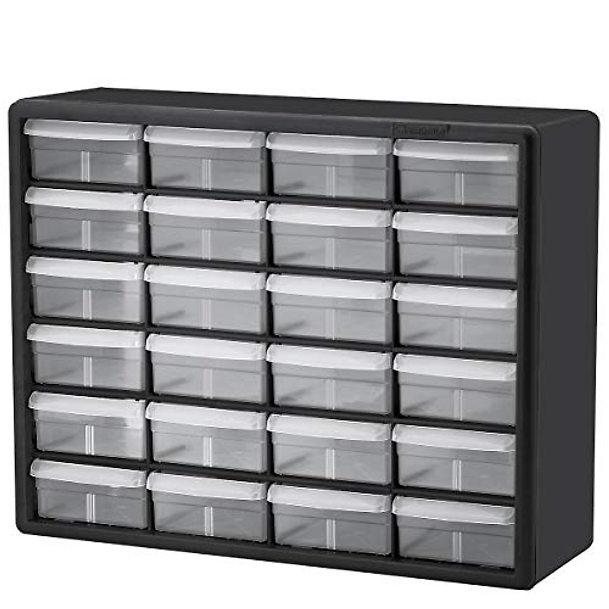 Akro-Mils 24 Drawer 10724, Plastic Parts Storage Hardware and Craft Cabinet, Black & 40717 Length Dividers for Plastic Storage Hardware and Craft Cabinet Large Drawers, (6-Pack), Clear, Black