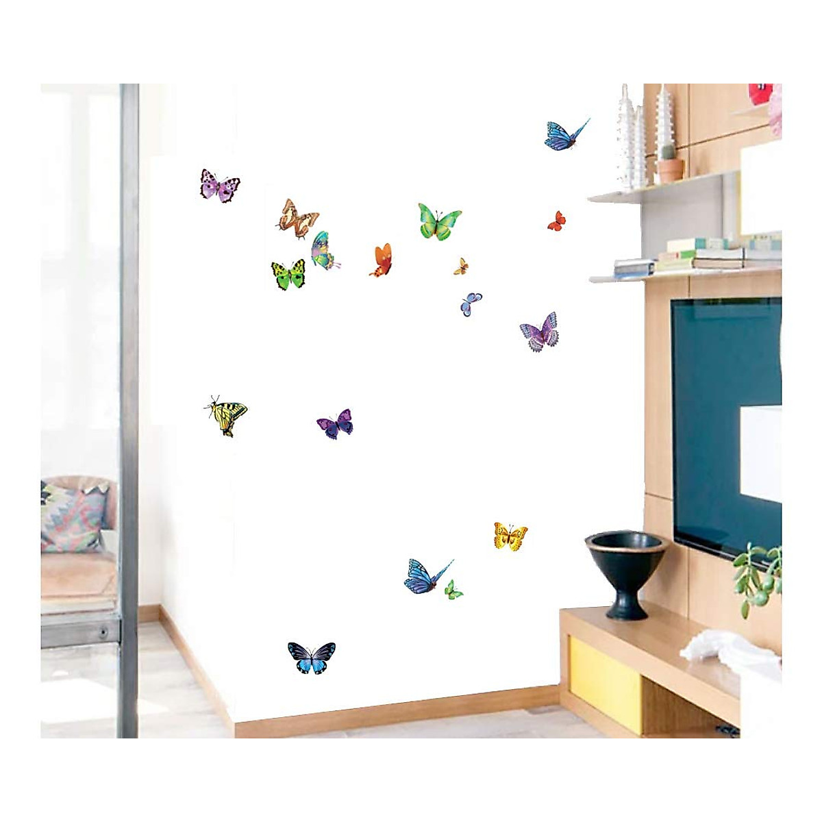 Removable Creative Wall Stickers- 17 Butterflies, Colorful Butterfly Wall Decals Kids Room Mini Wall Decorations Art Sticker Nursery 3D DIY PVC Decal