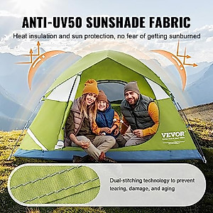 Vevor Camping Tent, 7 x 7 x 4 ft, Waterproof, Lightweight, Backpacking, with Door, for Outdoor Family Camping, Hiking, Hunting, Mountaineering Travel