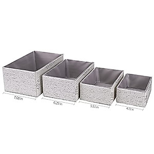 IFNOW Small Basket Set 4 - Stackable Woven Basket Paper Rope Bin, Storage Boxes for Bathroom Storage Organizer Minimalist Style