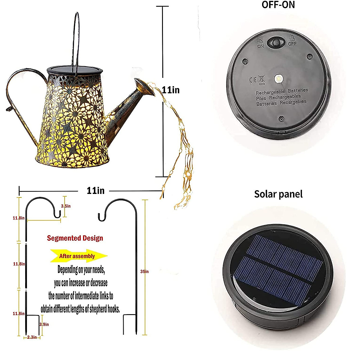 B-Best Solar Lights Outdoor Garden Decorations,Watering Can Landscape Light Large Hanging Lantern ,Outside Waterproof Patio Decor Perfect Gardening Gift