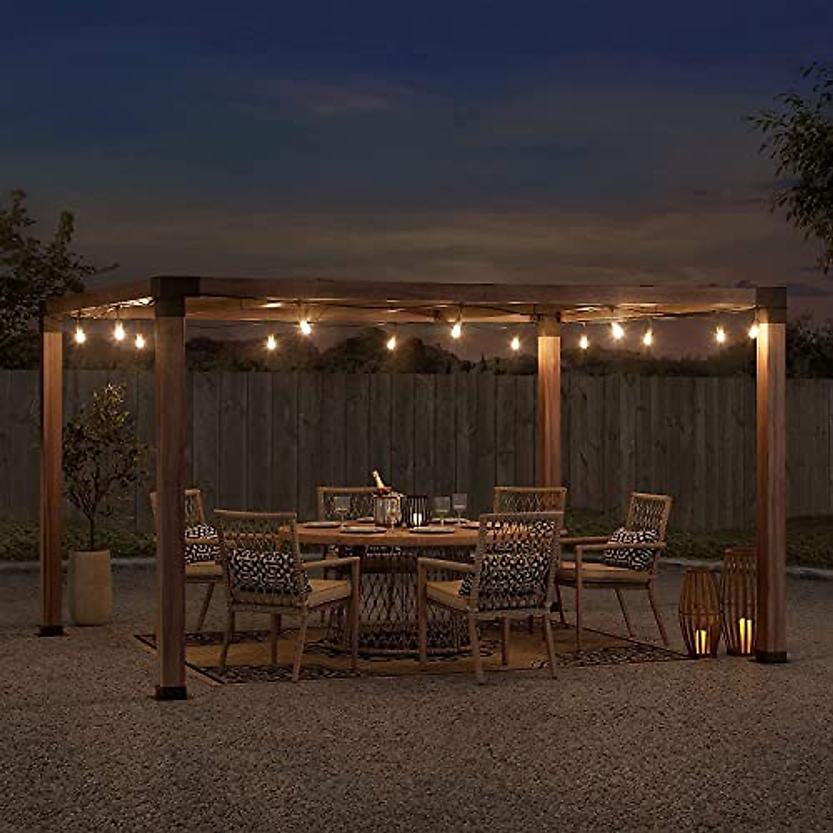 Sunjoy Outdoor Pergola 10 x 12 ft. Steel Frame Pergolas with Nature Wood Grain Finish for Patio, Garden and Backyard Activities by SummerCove