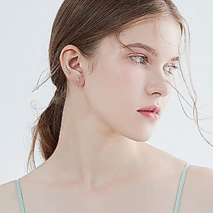 Florideco 9Pcs 16G Cartilage Stud Earring for Women 316L Stainless Steel Screw Flat Back Earrings Butterfly Moon Flower Crawler Helix Tragus Daith Piercing Jewelry Sliver