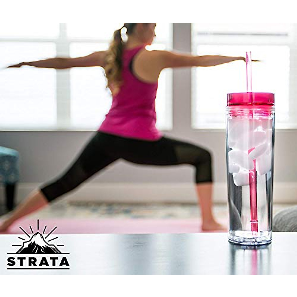 Strata Cups Skinny Tumblers: 4-Pack Insulated W/Lids & Straws