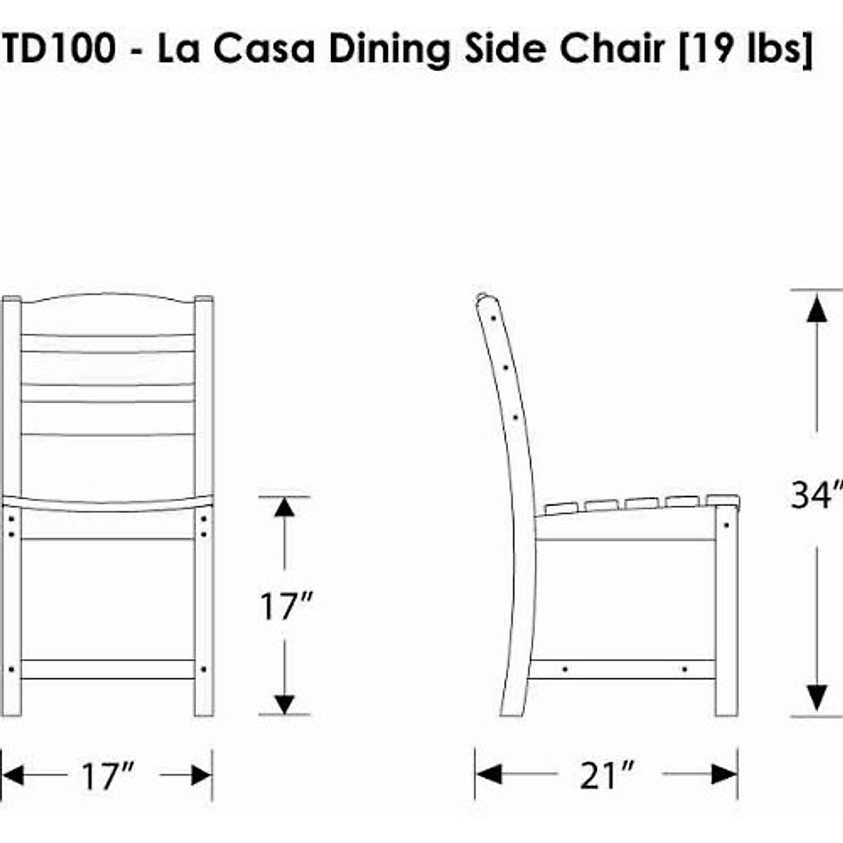 POLYWOOD TD100SA La Casa Café Dining Side Chair, Sand
