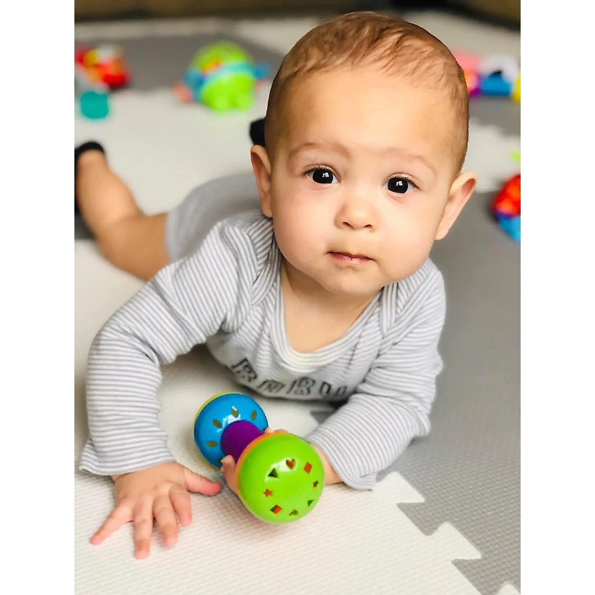 Baby Play Mat Tiles Extra Large Thick Non-Toxic Foam Floor Puzzle Mat Interlocking Activity Playmat for Infants Toddlers Kids Crawling Tummy Time 74x74 Inches (Grey/White)