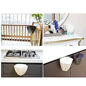 NEED&NEED Kitchen Sink Garbage Basket Multi-Functional Hanging Trash Can Scraps Containers Organizer Countertop Basket Ivory & Black (Pack of 2)