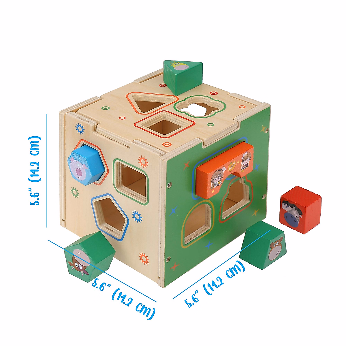 Wooden Kids Baby Activity Cube - Boys Gift Set | 1,2 Year Old Boy Gifts Toys | Developmental Toddler Educational Learning Boy Toys 12-18 Months |Shape Sorter for Birthday