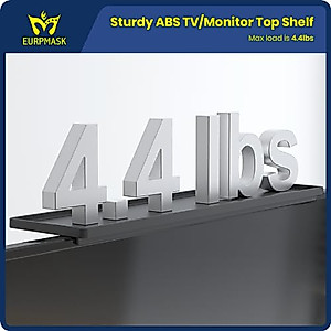 2 Pieces TV Top Shelf - EURPMASK Adjustable Computer Monitor Top Shelf,Stable TV Top Storage Bracket,Clamp-on Computer Screen Shelf for Soundbar,Figure Display,Cable Box,Home Office Decor, 13.4 x 3.3