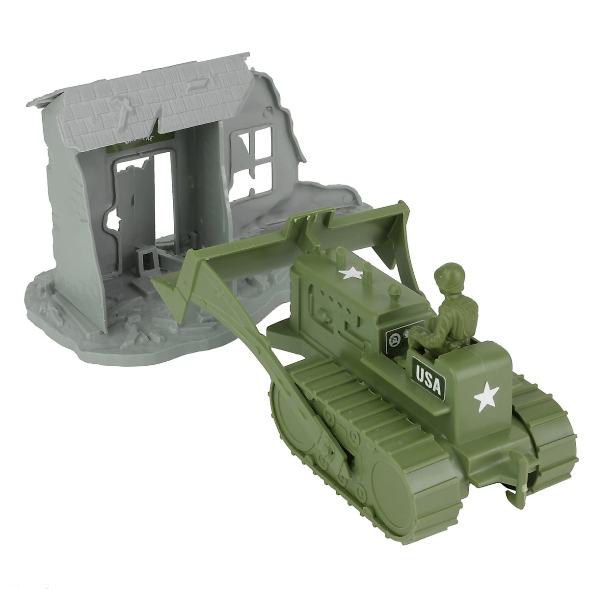 BMC Classic Army Corps of Engineers Bulldozer Building Plastic Army Men Playset