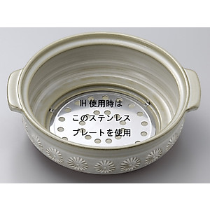 Banko Ware 52031 Ginpo Hanamishima IH Compatible Earthenware Pot, No. 8, for 2 to 3 People