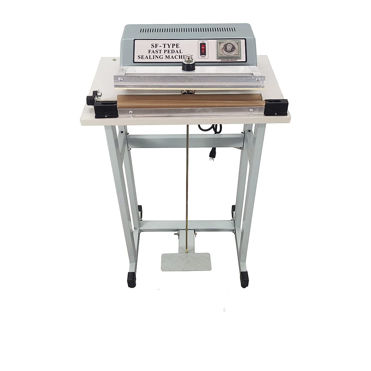 INTBUYING 110V Foot-pedal Sealing Machine with cutter Foot-pedal Sealer 3mm/0.6mm Sealing Width Fast Sealing Machine for Plastic Bag