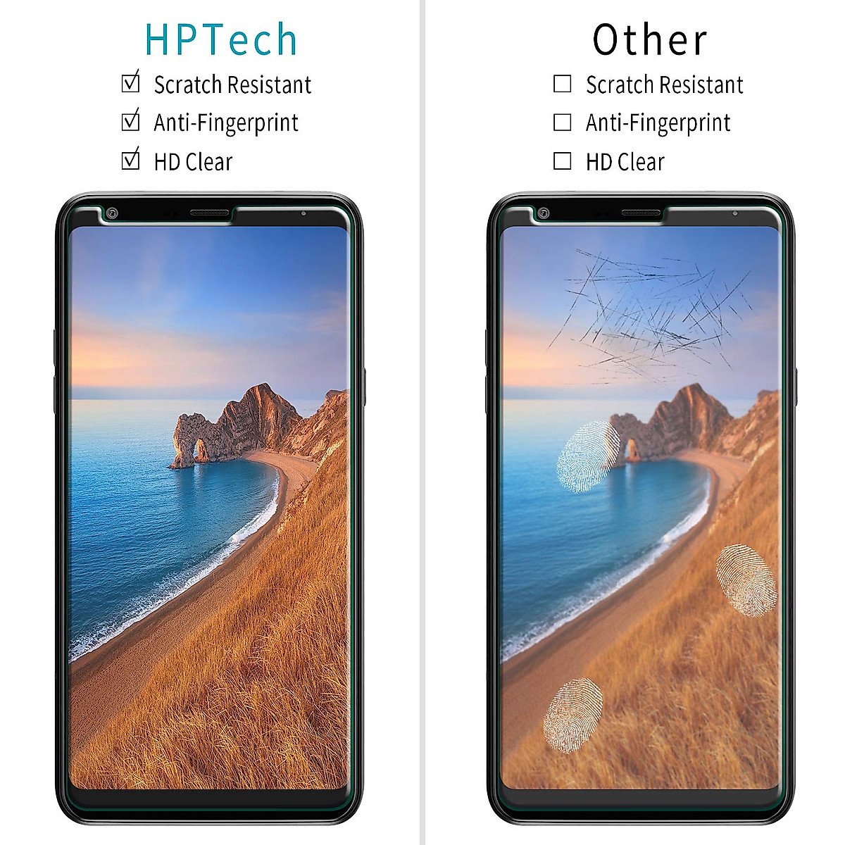 HPTech [2-Pack] Designed For LG Stylo 5, Stylo 5 Plus and Stylo 5X Tempered Glass Screen Protector, Easy to Install, Bubble Free