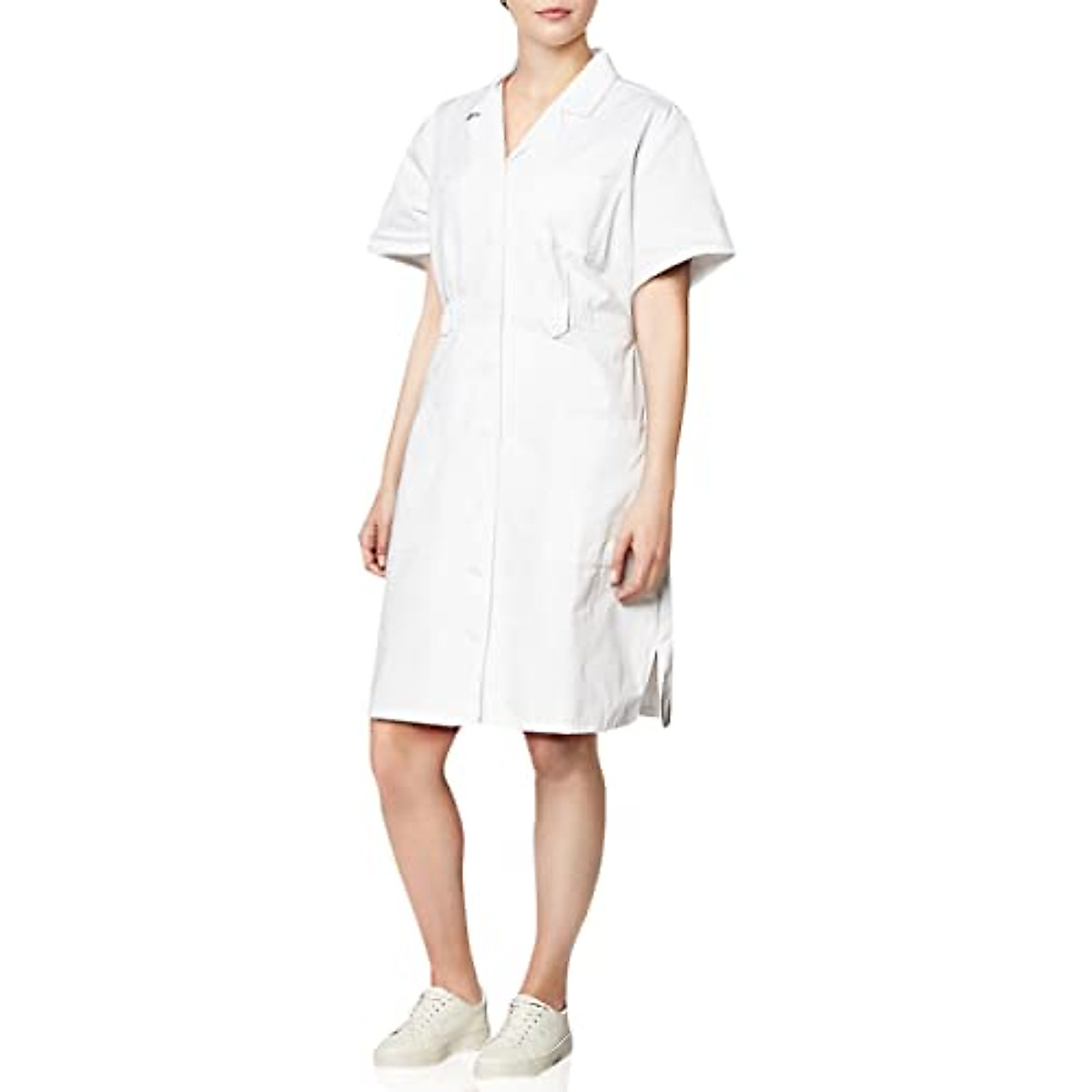 Dickies womens Button Front medical scrubs dresses, White, Large US
