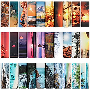 MWOOT 30 Pcs Natural Scenery Magnetic Bookmarks, Magnet Page Markers Set for Book Lovers, Creative Landscape Magnetic Page Clips Bookmark for Kids Students School Reading Supplies (30 Styles,6x2CM)