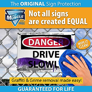 NMC HDFS210 Heavy Duty Floor Stand Sign, Legend "DANGER - RESTRICTED AREA", 10-3/4" Length x 24-5/8" Height, Black on Yellow