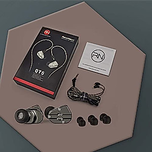 RevoNext QT5 in Ear Monitor Dual Driver Earbuds Wired HiFi Stereo Wired Headphones Noise Isolating Metal Shell Ear Monitors Musicians with MMCX Detachable Cables Audiophile Earphones