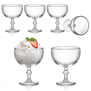 Hiceeden 6 Pack Reusable Acrylic Dessert Cups, 11 Oz Unbreakable Clear Taster Ice Cream Cups, Footed Trifle Bowl for Party Snack, Sundae, Smoothie, Pudding, Cocktail, Fruit, Cereal