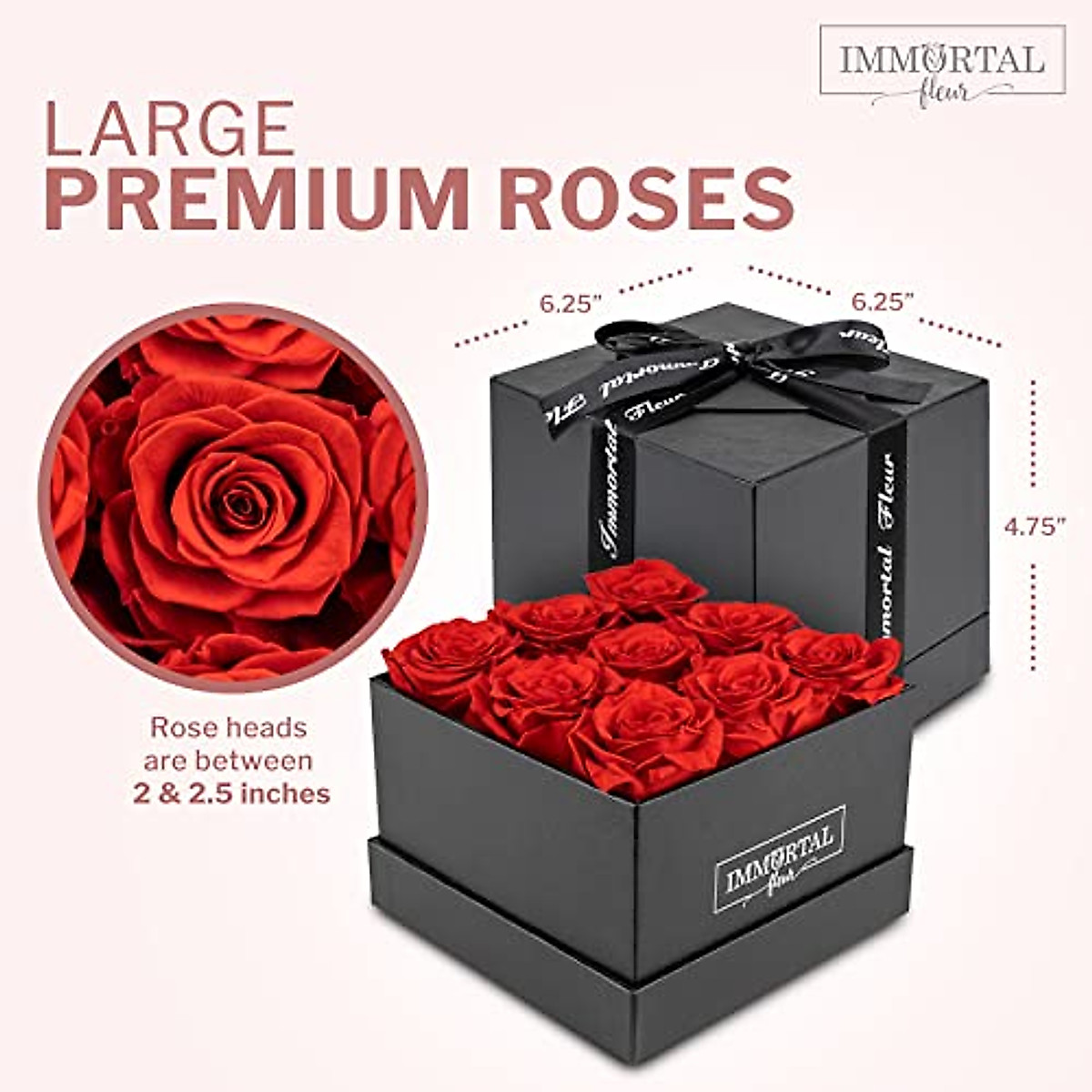 Immortal Fleur Preserved Roses In A Box | Real Preserved Flowers | Unique Real Roses for Delivery Prime | Forever Roses Box | Fresh Flowers for Delivery Prime Next Day | Mom Birthday Gifts from Daughter | Sympathy Flowers for Delivery Prime Birthday