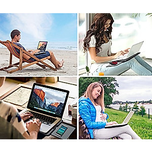 MAX SMART Portable Laptop Lap Pad, Laptop Desk with Retractable Mouse Tray, Anti-Slip Heat Shield Notebook Computer Stand Table, Working Station for Home, Office, Recliner, Business and Travel