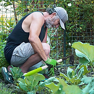 Evcitn Adjustable Hoe and Cultivator Hand Tiller with 40.7IN Long Handle, Aluminium and Rubber Garden Tool for Breaking Stone,Weeding Weeds,Digging Roots,Loosening Soil