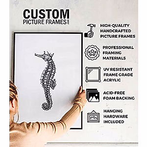 21x6 Frame Gold Solid Wood Picture Frame Width 1.75 Inches | Interior Frame Depth 0.5 Inches | Wheaton Contemporary Photo Frame Complete with UV Acrylic, Foam Board Backing & Hanging Hardware