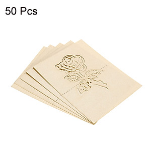 PATIKIL Table Name Place Cards, 50Pcs Favor Decor Rose Cut Design Blank Card for Wedding Party Seating Place Cards, Beige