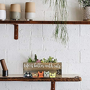 Cat Planter, Life is Better With Cats Wood Planter Box, Cat Mom, Catnip, Cat Lover Gift (Natural Brown Wood)