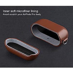 AirPods Pro Leather Case with Clip, Lopie [Handmade Series] Fully-Wrapped Leather AirPods Pro Case Cover, Scratch Resistant Microfiber Cushion, Original Design Case for Men/Women - Earthy Brown
