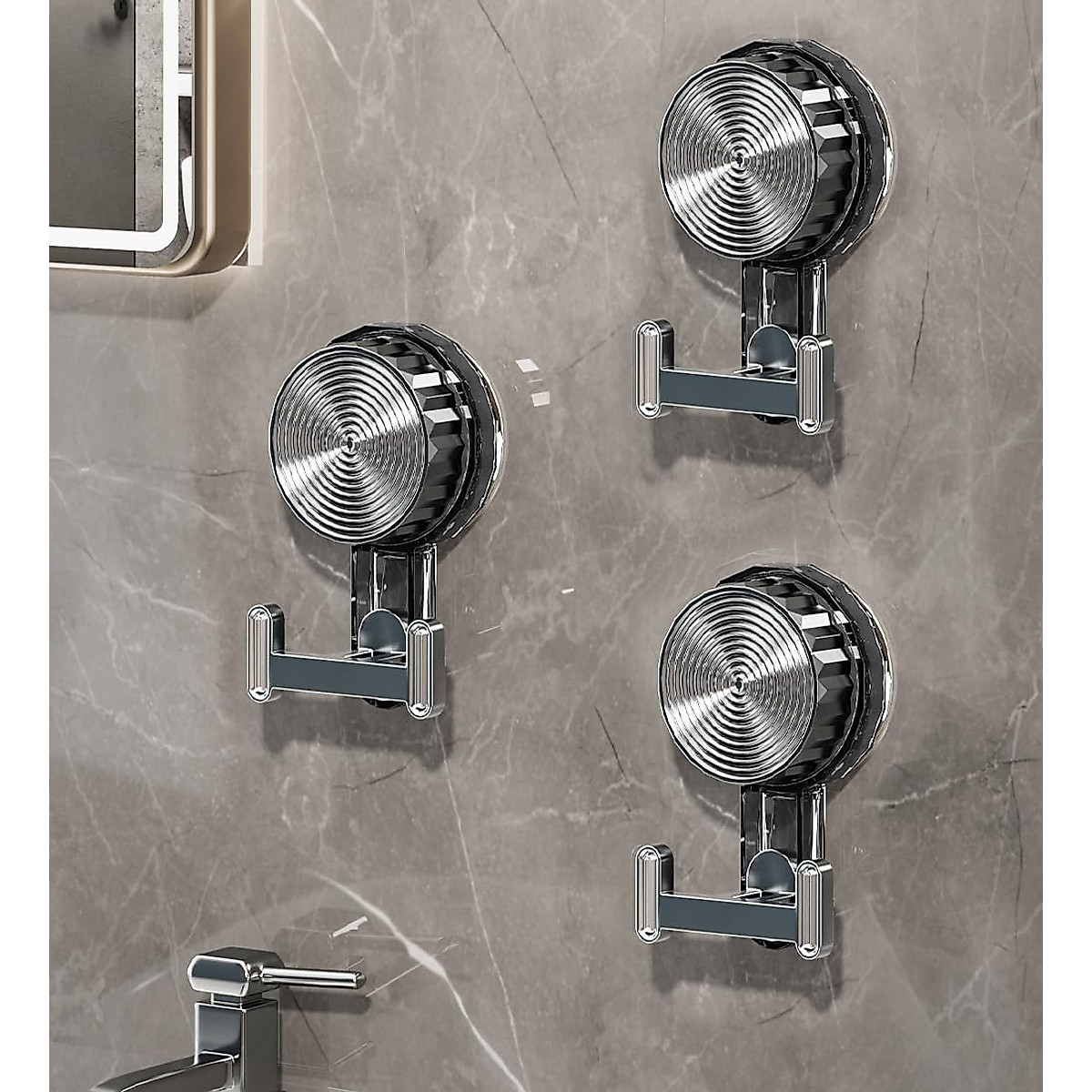 BTHERG Suction Cup (3 Sets) Hooks, Bright Suction Cup Hooks, Small Removable Suction Cup Hooks for Shower Room Glass Doors Window Kitchens up to 11 LBS of Smooth Surfaces