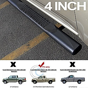 VXMOTOR for 1997-2004 F150 F250 Super/EXT CAB 4" Matte Black - Oval - Matte Black - Side Step NERF BAR Running Board