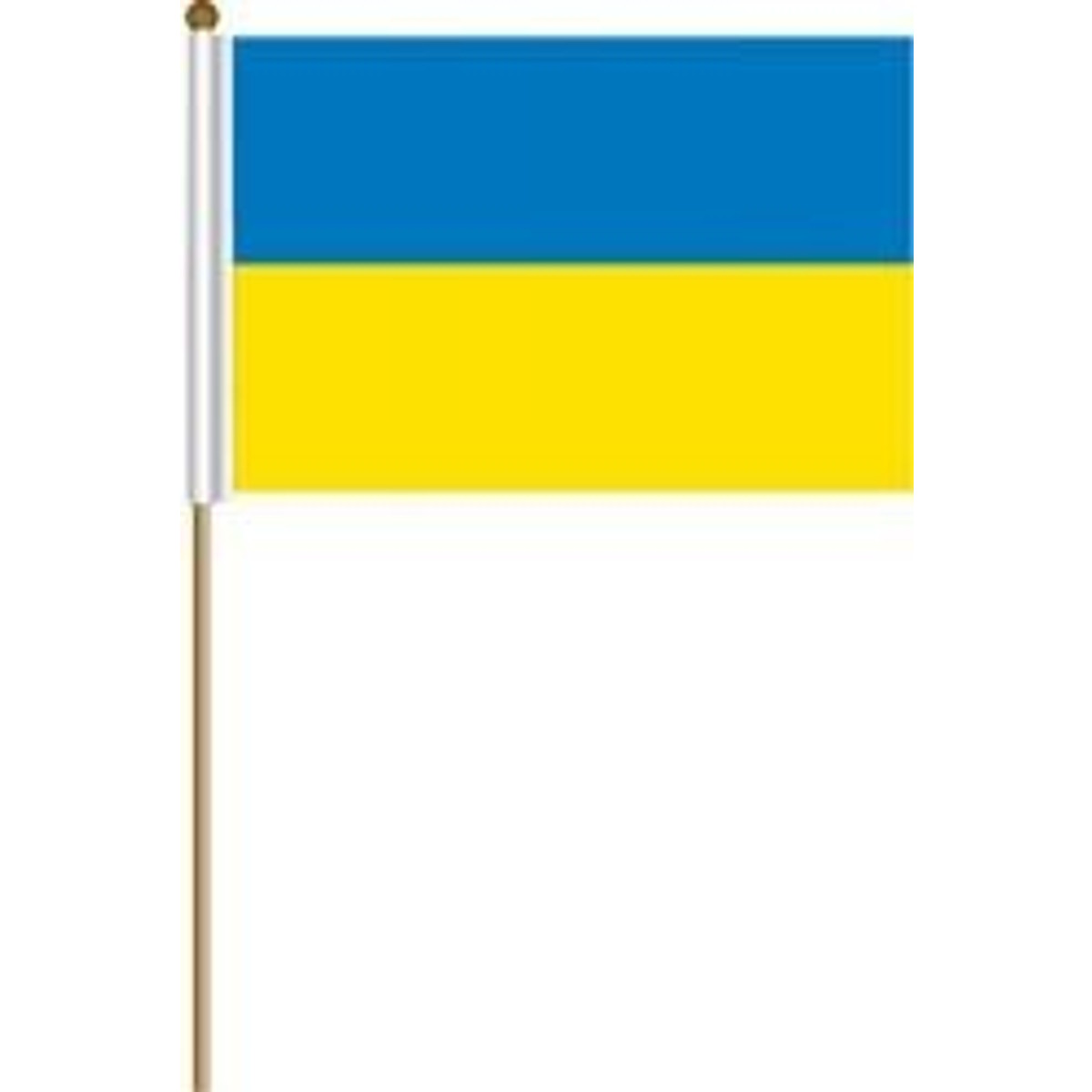 Ukraine Plain Large 12 X 18 Inch Country Stick Flag Banner on a 2 Foot Wooden Stick .. Polyester ... New