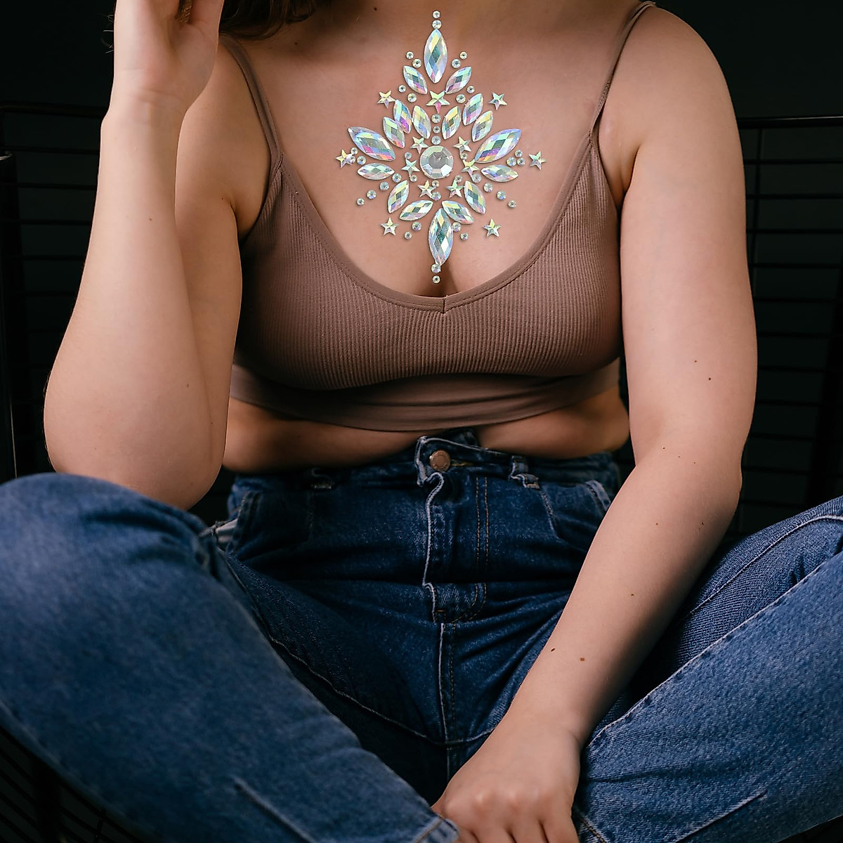 Rhinestone Face Gems Body Jewelry Stickers Rhinestone Women Bra Breast Pasties Carnival Party Body Stickers