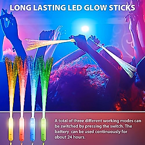 28 Pack Glow Fiber Optic Wands Sparkler Firework Sticks, LED Flashing Light Up Toy for Kids Adults, Glow in The Dark Party Favor Supplies Rave Magic Decoration Bulk Wedding Easter St. Patrick’s Day