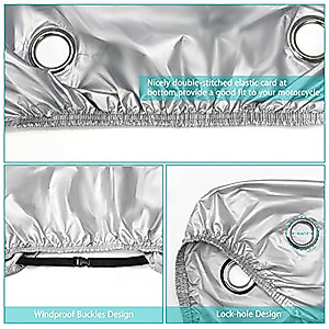 Motorcycle Cover,Motorbike Cover All Season Universal Weather Waterproof Sun Outdoor Protection with Lock-Holes & Storage Bag,XXL Motorcycles Vehicle Cover