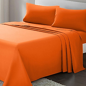 ARTALL Soft Microfiber Bed Sheet Set 4-Piece with Deep Pocket Bedding - King, Orange