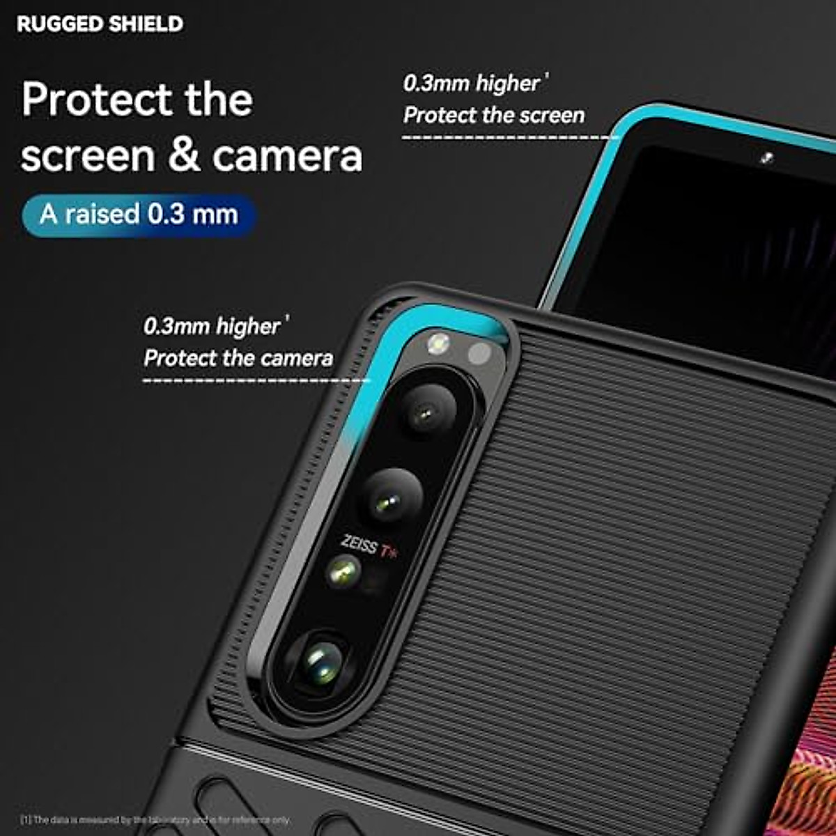 DFTCVBN Phone Case for Xperia 1 III Case, Sony 1 III XQBC62/V Case with Screen Protector, Military Grade Shockproof Rugged Shield Anti-Scratch Soft TPU Back Cover Cases for Sony Xperia 1 III Black