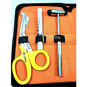 Student Diagnostic Kit- Reflex Hammer & Tuning Fork Set C 128 And C 512 + Wartenberg Pinwheel Premium Steel Bandage Scissor 7.5” (Set Of 6 Reflex Buck Hammer Yellow Scissor Penligh)