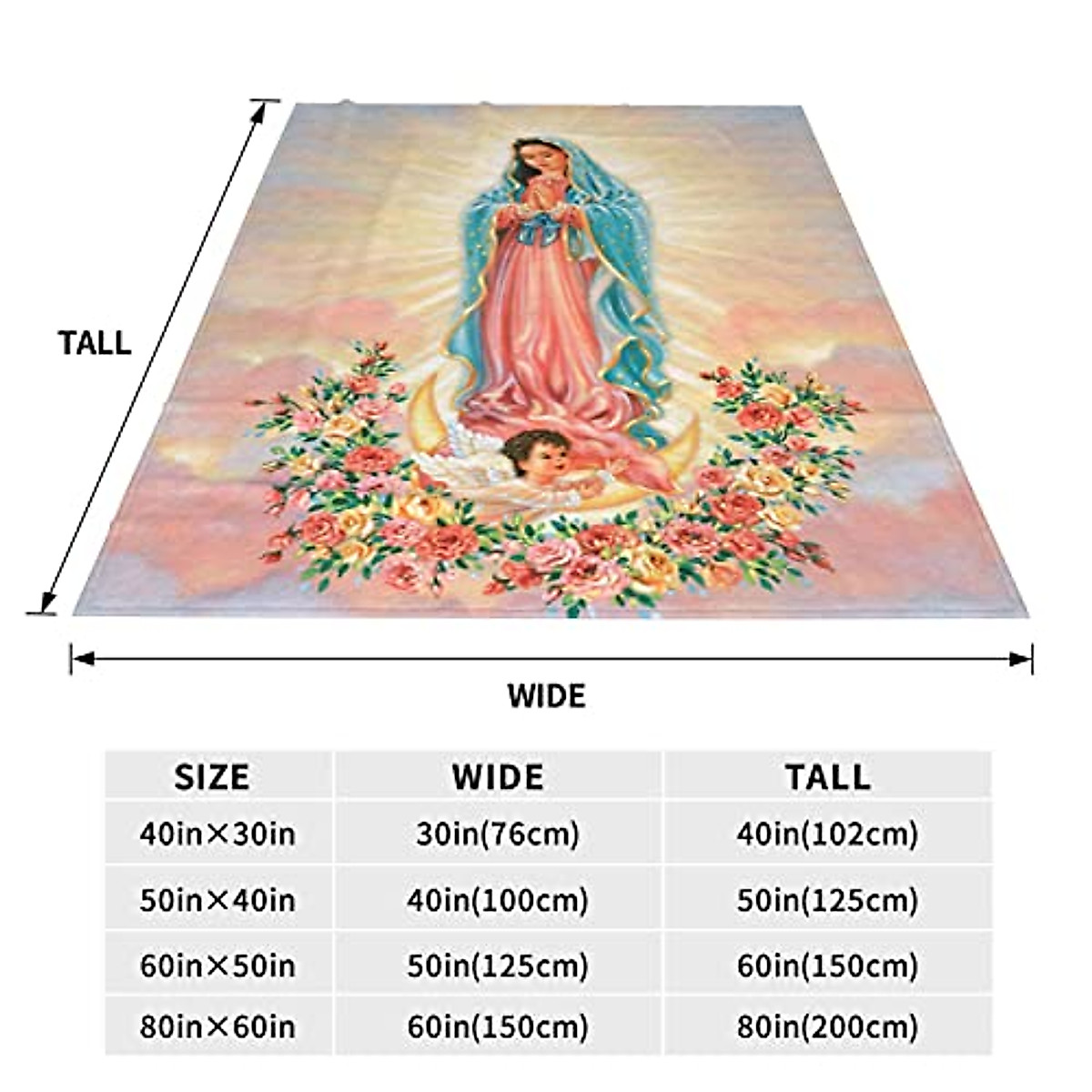 Virgin Mary Blanket Soft Warm Lightweight Cozy Plush Throw Blanket 50x40