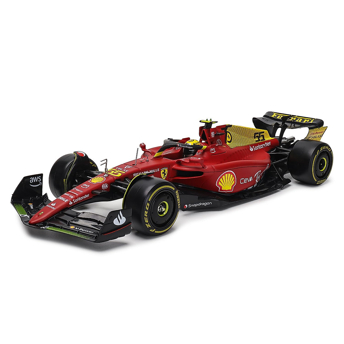 XTD Bburago 1:24 2022 F1 F1-75 75th Anniversary F1-75 75th #55 Carlos Sainz Alloy Luxury Vehicle Diecast Cars Model Collection Gift (1/24 F1-75 75th #55)
