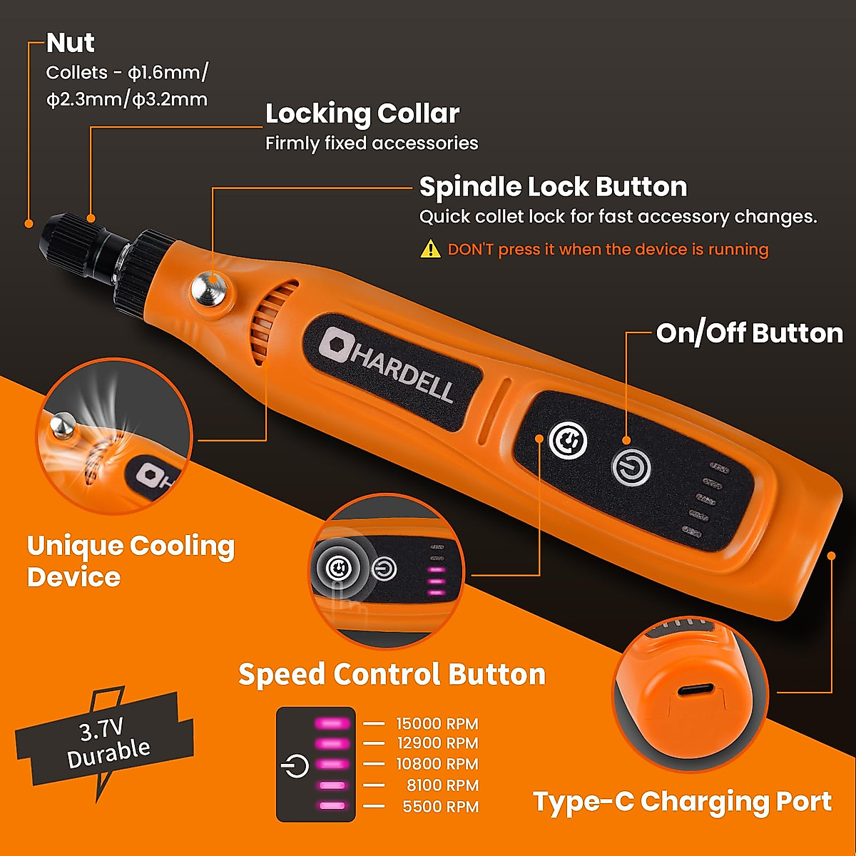HARDELL Rotary Tool Accessories, 230pcs Power Rotary Tool Accessories Kit, 1/8"(3.2mm) Diameter Shanks, Universal Fitment for Easy Cutting, Polishing, Sanding, Carving, Grinding, Engraving