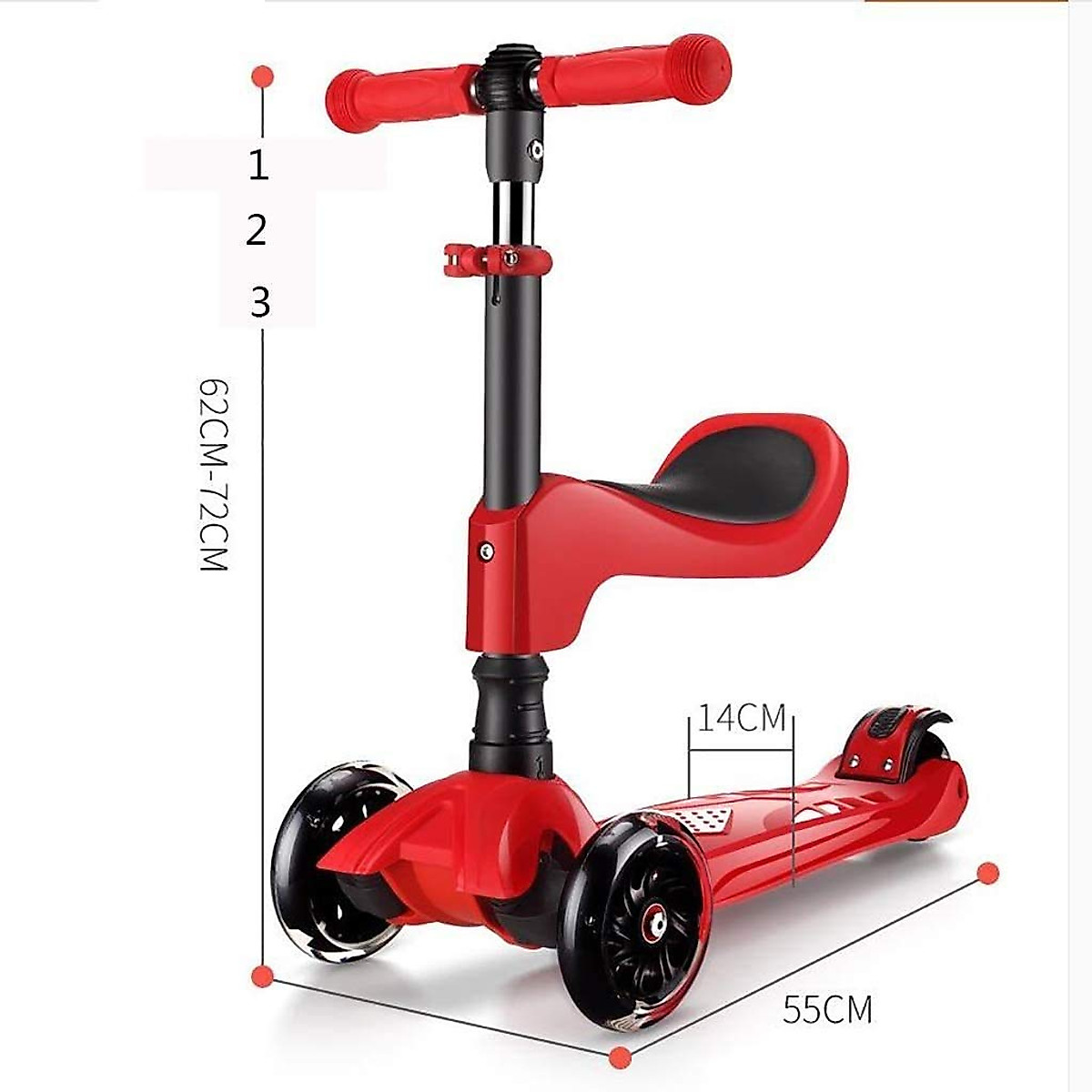 SZNWJ Ygqtbc Children's Folding Scooter 1 2 Years Old Baby Can Sit Four Rounds of Flash 3 Years Old Children Beginners Adjustable Height w/Extra-Wide Deck PU (Color : Blue)