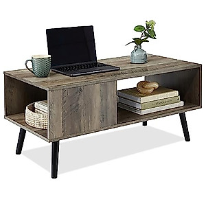 Best Choice Products Wooden Mid-Century Modern Coffee Table, Accent Furniture for Living Room, Indoor, Home Décor w/Open Storage Shelf, Wood Grain Finish - Gray Oak