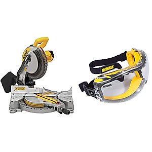 DEWALT Miter Saw, Single Bevel, Compound, 10-Inch, 15-Amp with w/Safety Goggle (DWS713 & DPG82-11C)