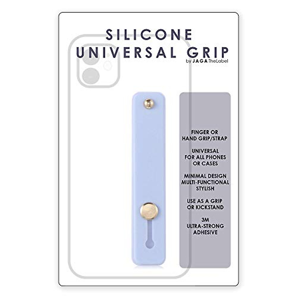 JAGA | Universal Silicone Finger Hand Band Grip Strap or Kick Stand for All Smart Phones | Phone Accessories (ICY Blue)